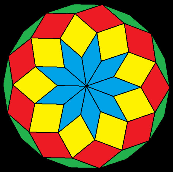36 Rhombi in an Octadecagon | RobertLovesPi.net